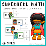 Superhero Math Addition Clip Cards