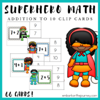 Superhero Math Addition Clip Cards